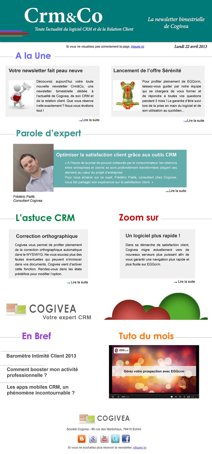 Lancement de la newsletter Crm&co - Cogivea.com